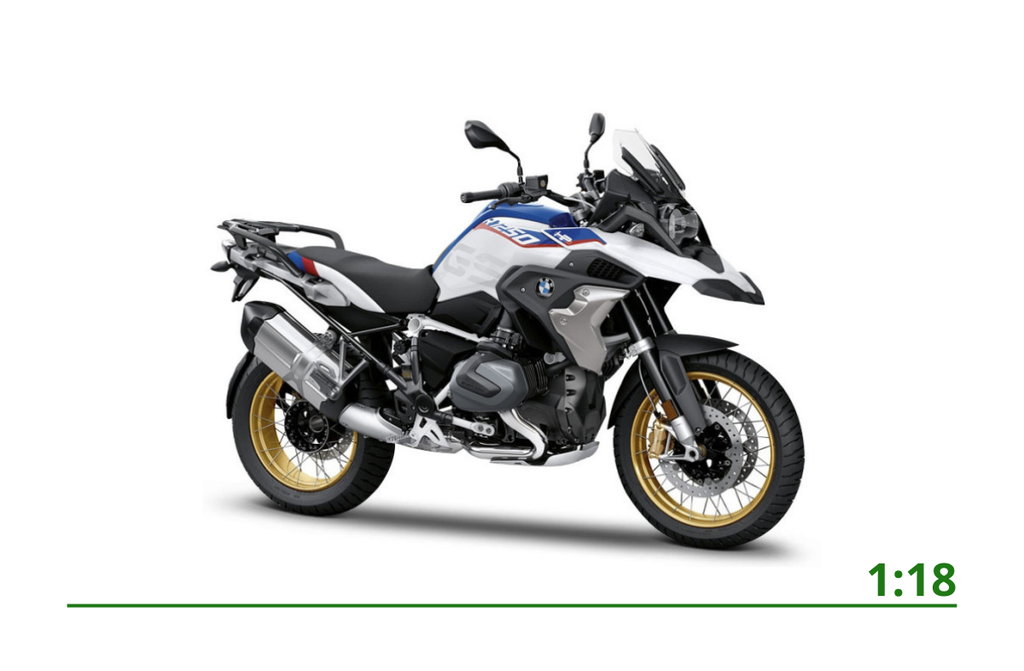 BMW R 1250 GS 2020 blue/white 1:18 | Miniatuurspecialist.nl